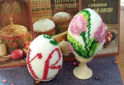 Яйцо Пасхальное декор сувенир на подставке бисер