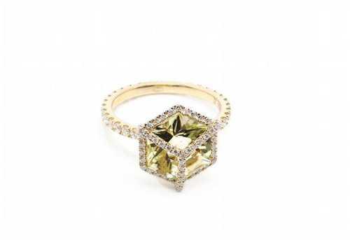 Золотое кольцо с цитрином и брилиантами