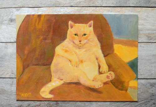 Картина Рыжий кот 30x40 кошка подарок