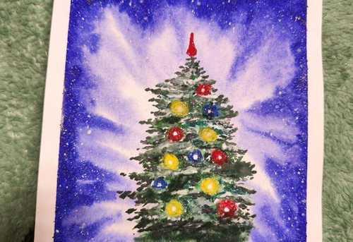 Картина Акварель новогодняя елка