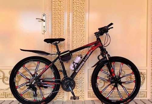 Велосипед с литыми дисками Черно-красный новый