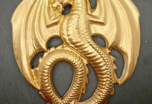 Панно дракон золото