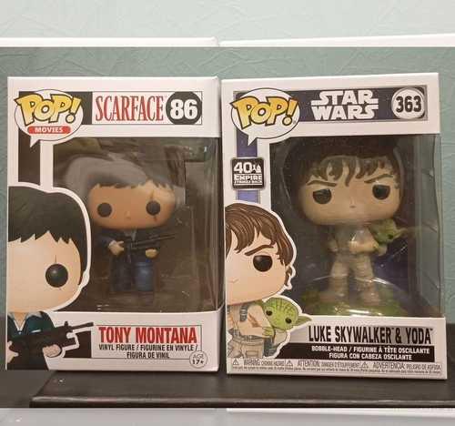 Funko Pop Tony Montana, Luke Skywalker & Yoda