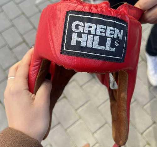 Боксерский шлем green hill красный