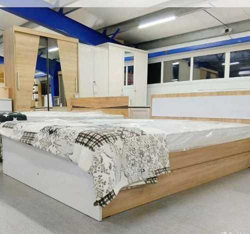 Кровать "Мартина" 1,6 м сонома- белый с матрасом