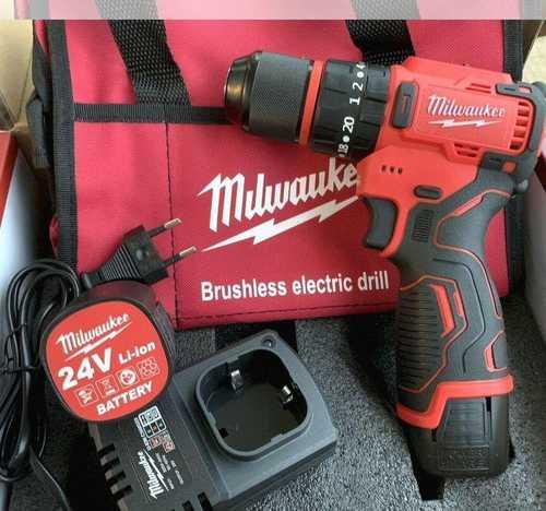 Шуруповёрт дрель Milwaukee 24V бесщеточный ударный