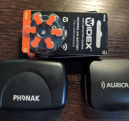 Слуховые аппараты phonak и aurica   батарейки