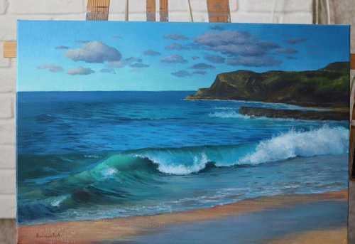Картина морская волна на холсте 40х60 см