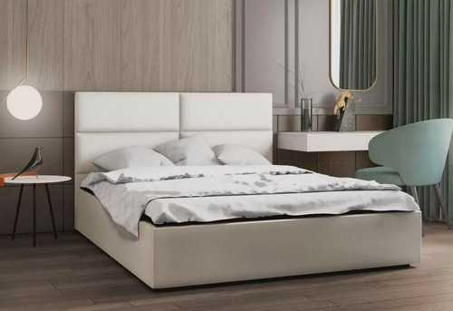 Кровать двуспальная Афина 4 140 с пм экокожа белая
