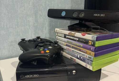 Xbox 360E 500gb + Kinect с играми + 2 Геймпада