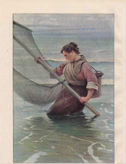 Гравюры. Рыбаки. Моряки. Море. 1900 г