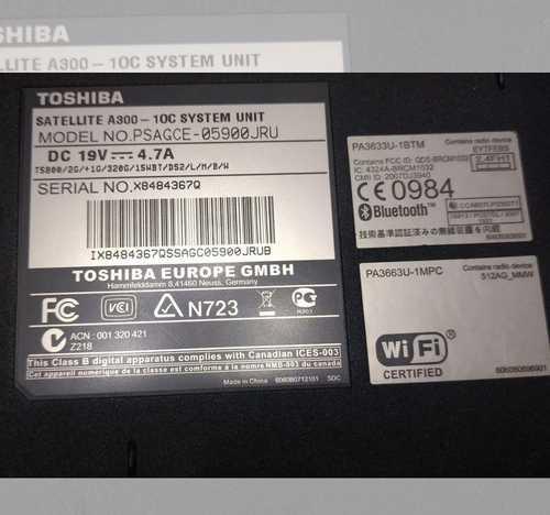 Ноутбук Toshiba satellite a 300-10c