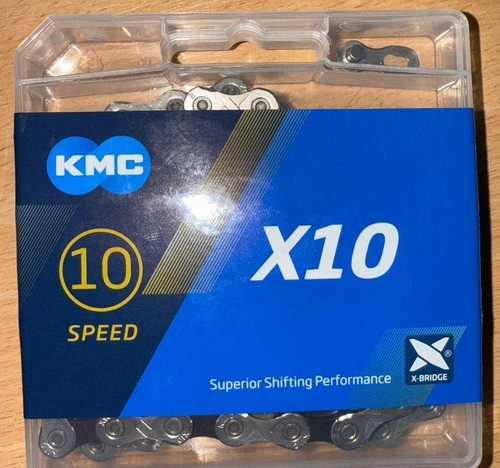 Цепь велосипедная KMC X10 Silver-Black, 10 скорост