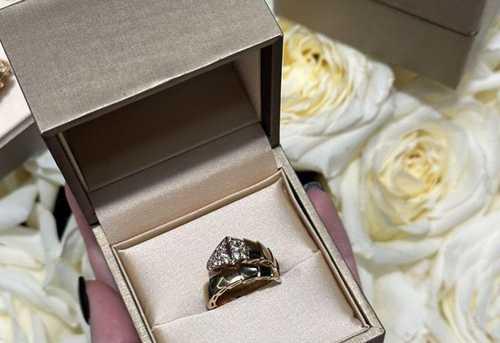 Золотое кольцо bvlgari serpenti розовое