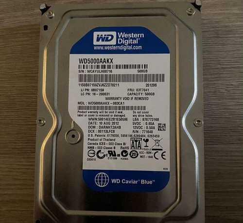 HDD 3,5" 500GB 7200 WD Blue в отл. сост