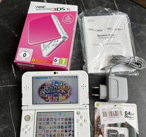 Прошитая New nintendo 3ds xl pink white много игр