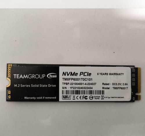 Ssd m2 nvme teamgroup 1000Gb (TM8FP6001T0C101)