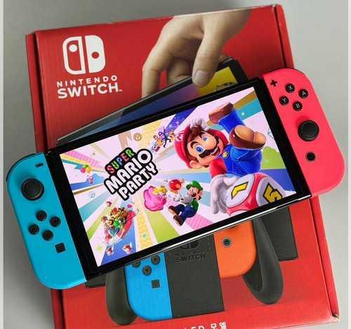 Прошитый Nintendo Switch Oled Neon 256Gb