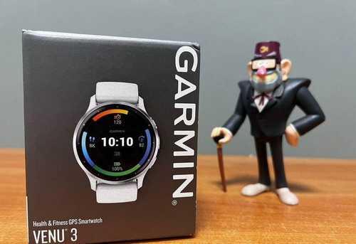 Garmin Venu 3 45mm белые с серебристым безелем