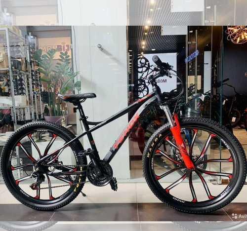 Горный велосипед с литыми Черно-красный