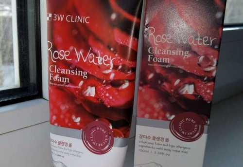 3W Clinic пенка для лица Rose Water, 100 мл