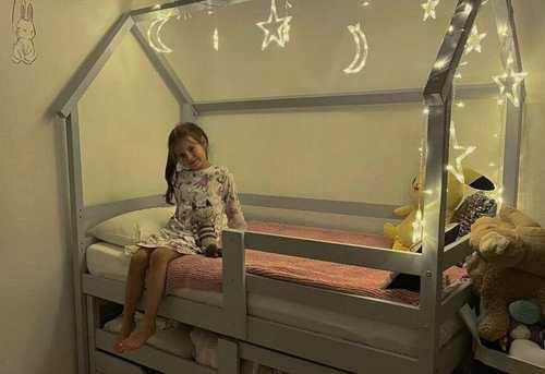Эргономичная выдвижная кровать для 2х детей