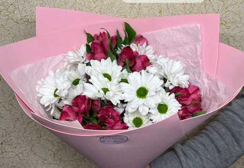 Букет цветов хризантемы розы на 14 февраля
