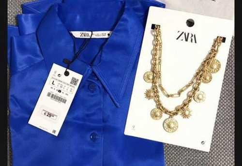 Атласная рубашка zara