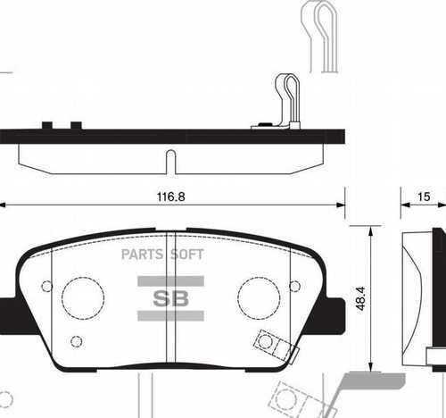 Sangsin brake SP1247 Колодки тормозные задние KIA mohave 07- Sorento 12- santa FE (CM) Sangsin