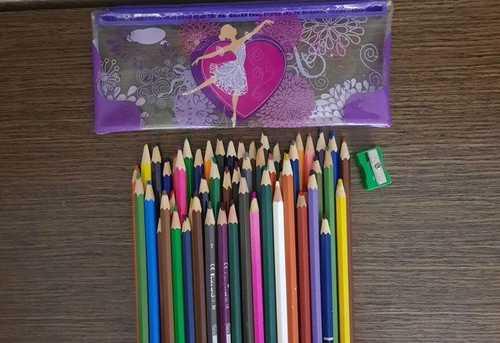 Набор цветных карандашей, пенал, точилка