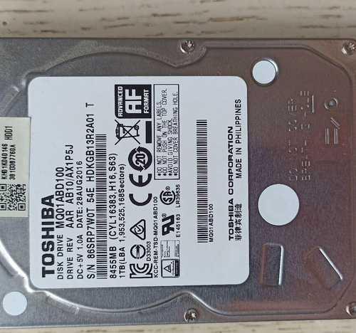 Hdd 1 tb Toshiba 2,5