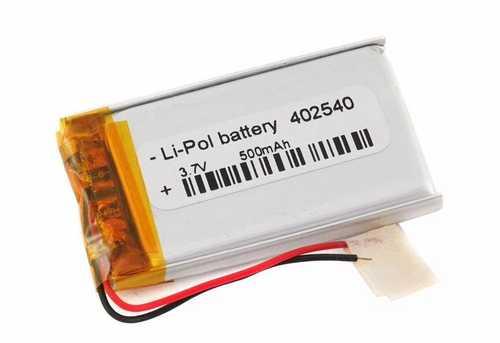Аккумулятор 3.7v 500mAh 40x25x4 мм (2 pin)