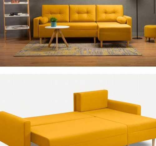 Диван угловой Нумо Velvet Yellow