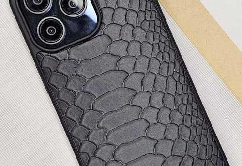 Чехол на iPhone 13 pro max кожаный питон змея