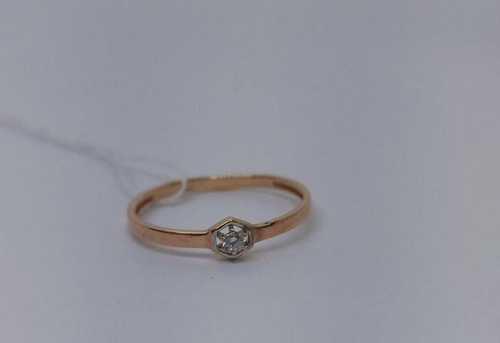 Золотое кольцо с фианитом 585 пробы 16,5 размер