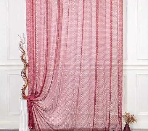 Тюль авалон (рубин) готовый на окна пошив