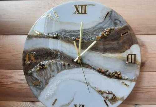 Часы из эпоксидной смолы ручной работы d-40 см