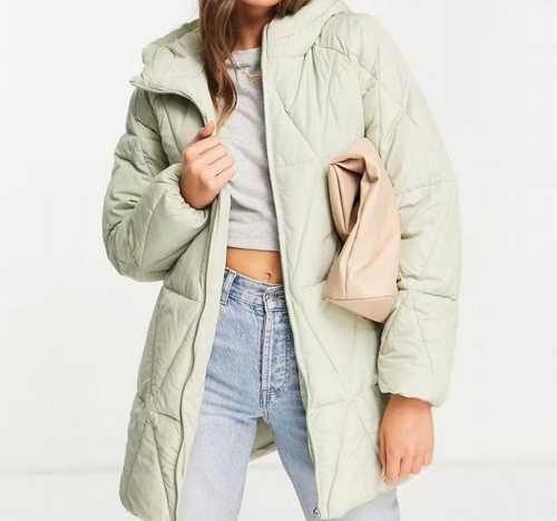 Стеганая куртка светлый хаки Stradivarius, S