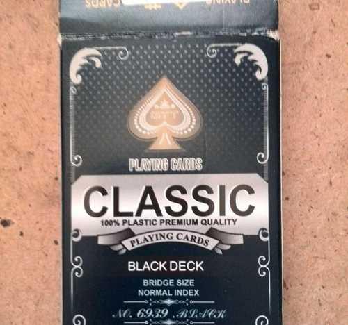 Игральные карты classic 100 % plastic black deck