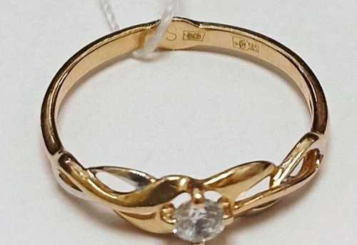 Золотое кольцо с фианитом 585 пробы
