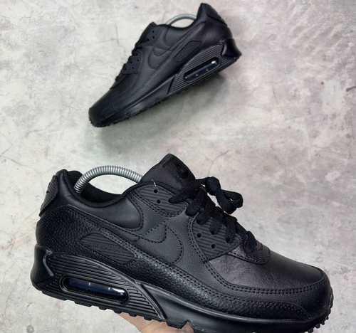 Nike Air Max 90 Leather Triple Black Кроссовки