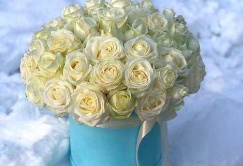 Роскошные Белые Розы в Коробках