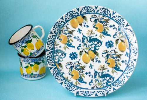 Посуда с лимонами Бразилия кружки и тарелки