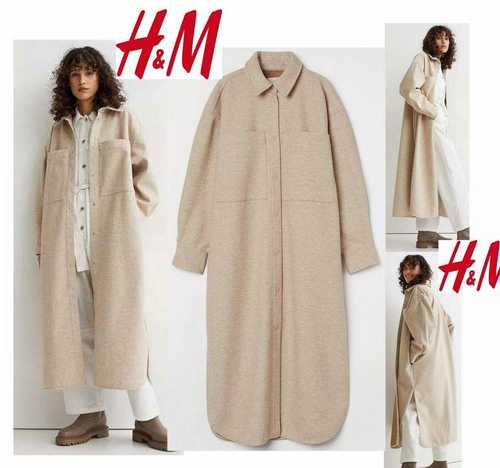 Новое XL рус.58-68 H&M Оверсайз Пальто Длинное