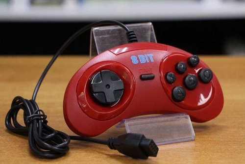 Джойстик 8-bit "форма Sega" Red (узкий разъем 9 pi