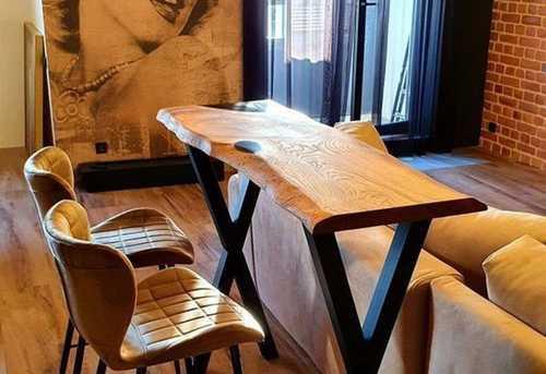 Барный стол из массива со смолой на заказ спб