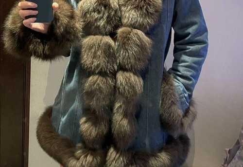 Джинсовая куртка утепленная с натуральным мехом