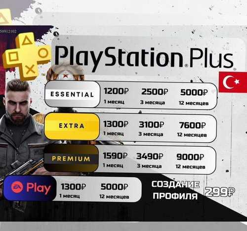 Подписка ps plus турция delux на ps5 ps4 (Арт.42718)