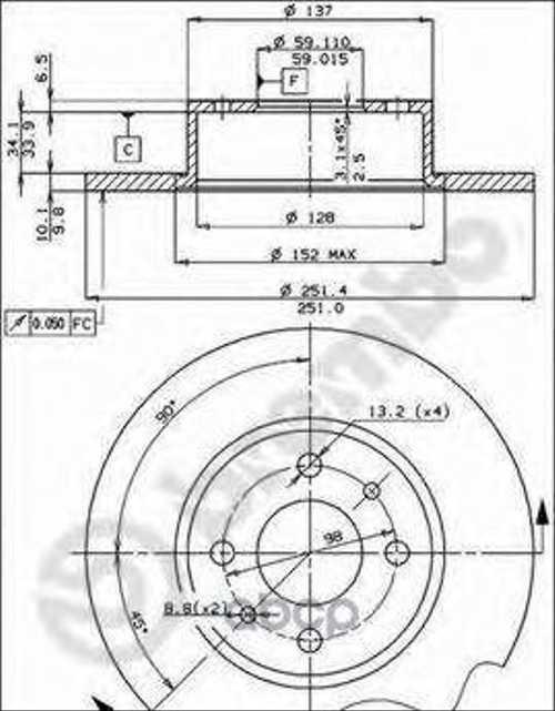 Диск тормозной Standard зад fiat linea (323