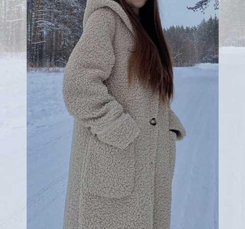 Шуба тедди с капюшоном
